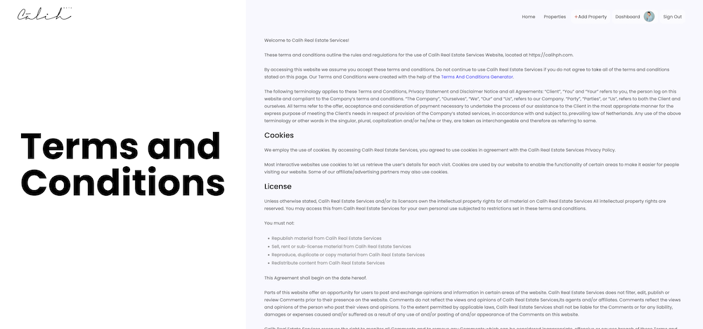 Calih Real Estate Listing Platform – Jeffrey Turingan